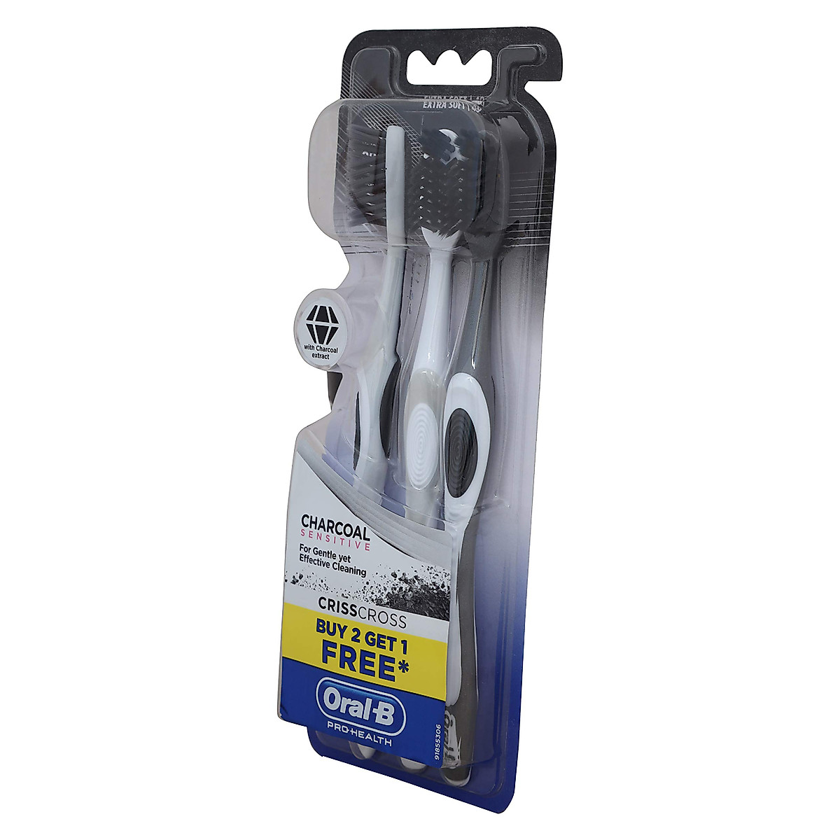 Oral-B Charcoal Sensitive Toothbrush - 3 Pieces (Extra Soft, Buy 2 Get 1)