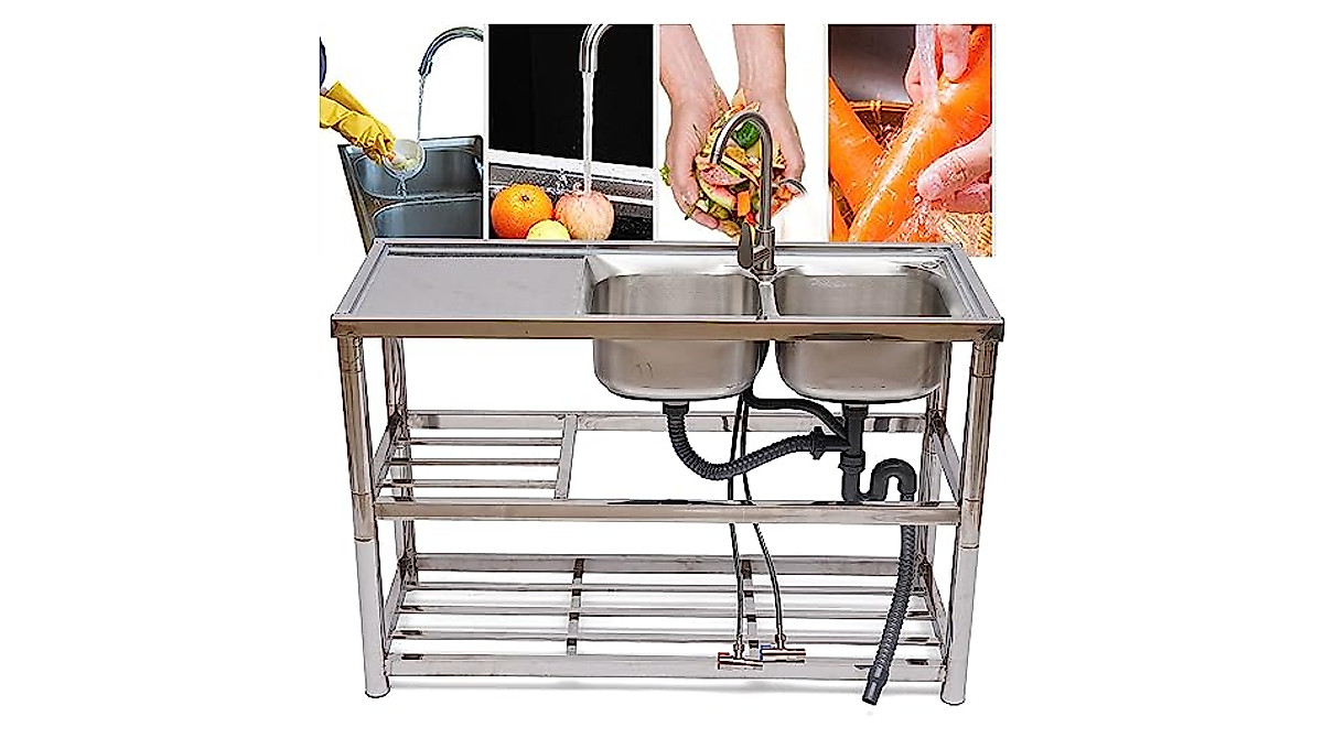 Durable 2 Compartment Stainless Steel Utility Sink