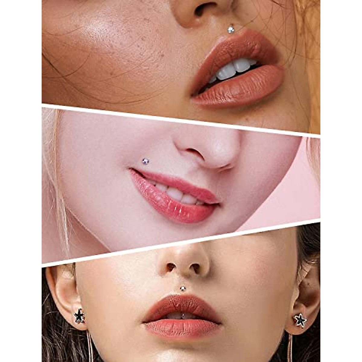 Ylqjksk 20G Nose Rings Stud Surgical Steel Threadless Push in Flat Back Stud Earrings Tragus Cartilage Earrings Lip Ring Medusa Piercing Jewelry for Women Men