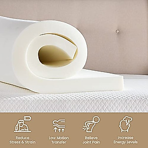 Zayton 1-inch Foam Mattress Topper | Premium Supporting Bed Pads with Luxurious Softness, Breathable and Comfortable Bed Toppers for Back Pain, Orthopedic Support for Better Sleep, Twin, White