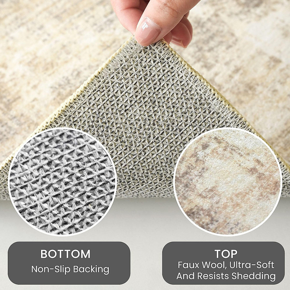 IOHOUZE Small Abstract Area Rug 2x3 Ft Entryway Rug Washable Door Mat Indoor Entrance, Non Slip Throw Rug, Printed Faux Wool Front Door Rug for Foyer Kitchen, Beige Brown