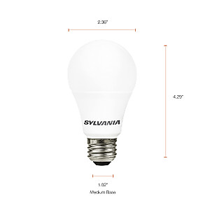 SYLVANIA LED Light Bulb, 40W Equivalent A19, Efficient 6W, Medium Base, Frosted Finish, 450 Lumens, Daylight ,2 Count (Pack of 1)