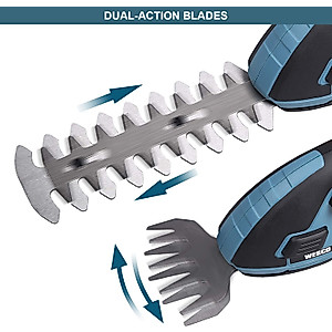 WESCO 7.2V Grass Shears Hedge Trimmer, 2-in-1 Handheld Shrub Trimmer with Rechargeable Lithium-ion Battery and Charger