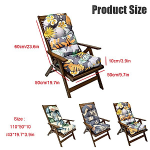 Srutirbo Rocking Chair Cushion Pad, Water Resistant Floral Printed Patio Chair Cushion for Adirondack Chair High Back Indoor Outdoor Soft Thickened Patio Chaise Lounger Cushion (C)