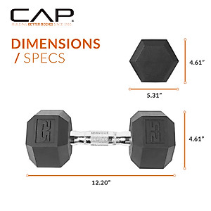 CAP Barbell 50lb Coated Hex Dumbbells, 25x2, Part of 150lb Set