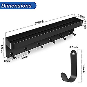 Mail and Key Holder for Wall Decorative, Key Hooks for Wall with 4 Towel Robe Hooks, Key Rack Key Hooks for Wall, Key Hanger Mail Holder for entryway, Hallway, Foyer, Closet, Kitchen, Office-Black