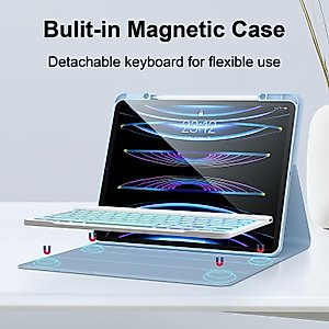 iPad Pro 12.9 inch Case with Keyboard, Keyboard Case(for 12.9-inch iPad Pro 6th Generation 2022, 5th/4th/3rd Generation) - Wireless Detachable Keyboard- with Pencil Holder for 2022 iPad Pro 12.9