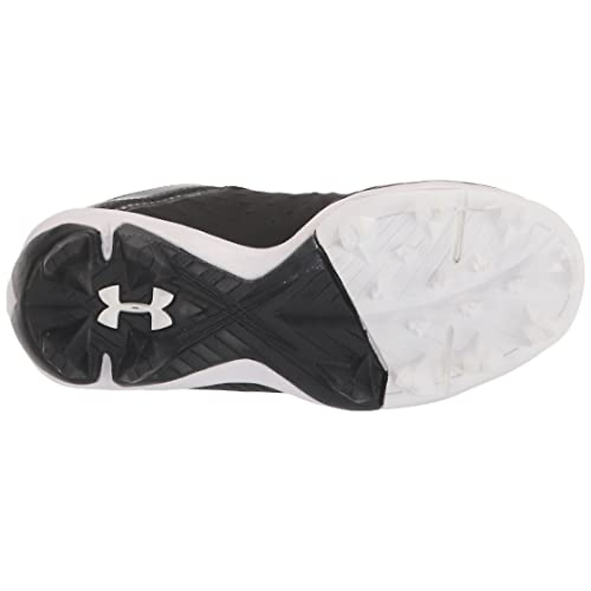 Under Armour Baby Boys Leadoff Mid Junior Rubber Molded Cleat Baseball Shoe, (001) Black/Black/White, 13 Little Kid US
