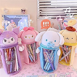 Cute Pencil Case Plush Pouch, Teen Girl Gift Bag Make Up Case, Cute Anime Cosmetic Bag Stationary Kawaii Pencil Box (Purple)