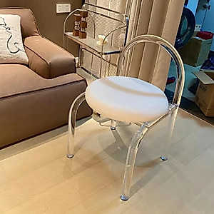 ACICS Transparent Crystal Chair Modern Kitchen Dining Chairs Cosmetic Chair Upholstered Acrylic Chair for Living Room, Bedroom，Makeup Room(40 * 40 * 70cm, Pink)