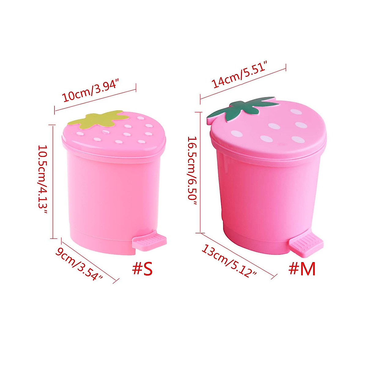 Youngy Mini Strawberry Trash Can with Lid Office Desktop Fruit Peel for Shell Container for Home Office Coffee Powder Rubbish B Mini Trash can for Bathroom