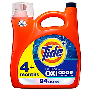 Tide Ultra OXI with Odor Eliminators Liquid Laundry Detergent Soap, HE Compatible, 94 Loads, 132 fl oz, Tide Laundry Detergent, Liquid Laundry Detergent