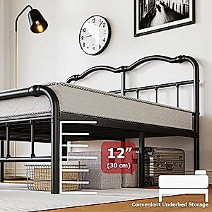 FDLOGW King Size Bed Frame with Headboard and Footboard, 14 Inch High, No Box Spring Needed Heavy Duty Metal Platform Bedframe, Noise Free