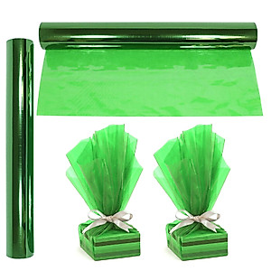 Cellophane Wrap Roll Green | 100’ Ft. Long X 16” in. Wide | 2.3 Mil Thick Transparent Green | Gifts, Baskets, Arts & Crafts, Treats, Cellophane Wrapping Paper | Colorful Cello Christmas, Holiday Color