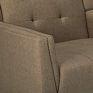 Christopher Knight Home Evelyn Mid Century Modern Fabric Arm Chair, Mocha, Walnut