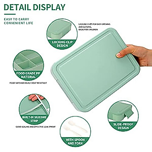 Vensp Bentobox,Kid Lunch Box, Bento Box Adult Lunch Box,Lunch Box Container for Kids/Adults/Toddler,1330ml-6 Compartments&Utensiles, Leak Proof,Microwave/Dishwasher/Refrigerator Safe(Green)