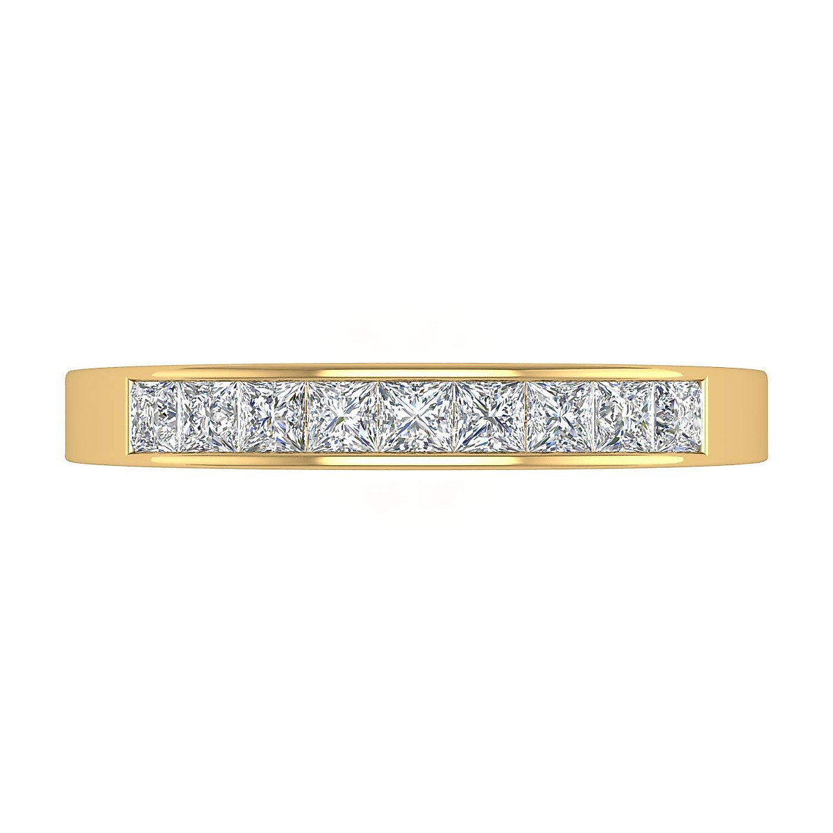 1/2 Carat Channel Set Princess Cut Diamond Wedding Band Ring in 14K Yellow Gold (Ring Size 6.5)