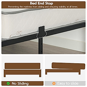 HOOBRO Queen Bed Frame with LED Lights, Metal Platform Bed Frame with Charging Station, 2 Outlets and 2 USB Ports, Heavy Duty Queen Size Bed Frame with End Stop, Ample Under Bed Space, Black