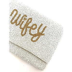 WIFEY Clutch Purse, Bride Gifts, Bridal Gift for Bride, Wedding Gift, Bride To Be Gift, Engagement Gift, Bridal Wedding Gift, Bride Beaded Clutch, Wifey Bride Bag, Future Wife Gift, White