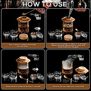 Spearpoint Products Cocktail Smoker Kit with Torch - (4) Types of All Natural Wood Chips - Whiskey Smoker - Drink Smoker Infuser Kit - Marble Ice Cubes - Spoon Brush