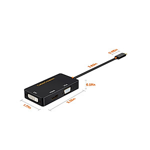 CableCreation USB C to VGA HDMI DVI Adapter, 3 in 1 USB Type C to HDMI VGA DVI Female Converter Compatible with Galaxy S22 Ultra, MacBook Pro 2020, Surface Book 2, Mac Mini 2018, XPS 15, Black