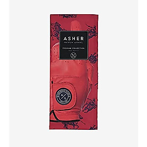 Asher Men's Premium RED Burst Golf Glove --Large (goes on Left Hand)