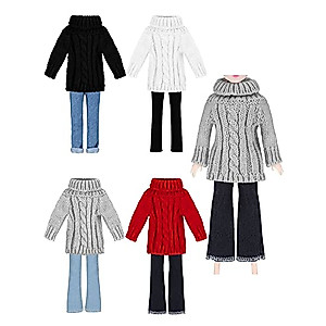 Bencailor 8 Pieces Doll Clothes 11.5 Inch Girl Doll Accessories Cotton Denim Pant Regular Outfit Energetic Doll Clothing Set (Stylish Style)