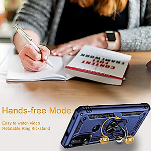 Muntinfe for Moto G Pure Phone Case, Moto G Power 2022 Case with Tempered Glass Screen Protector [2 Pack], Military-Grade Armor Shockproof Cover with Magnetic Kickstand for Motorola Moto G Pure, Blue