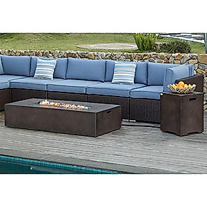 COSIEST 2-Piece Outdoor Propane Fire Table Set, Rectangle Concrete 56-inch x 28-inch Bronze Fire Pit (50,000 BTU) w 20lb Tank Table,Waterproof Cover for Garden, Porch, Backyard