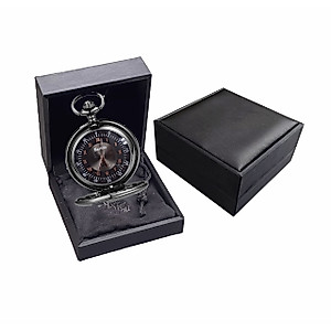 Personalized Gunmetal Pocket Watch with Gold Dial Custom Engraved Free with Gift Box - Ships from USA
