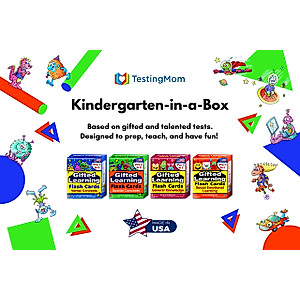 TestingMom.com Kindergarten-In-A-Box - Gifted Learning Flash Cards Bundle (Set 2) - General Knowledge, Verbal, Spatial, Social Emotional Learning - Gifted and Talented Test Prep for CogAT, WPPSI, NNAT