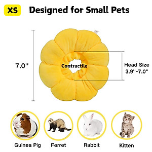 Rabbit Protection Cone Extra Small Soft Elizabethan Collar for Bunny Chinchilla Guinea Pig Small Cat Recovery Collar Kitten E Collar Alternative After Surgery Wound Healing Donut Collar (Yellow, XS)