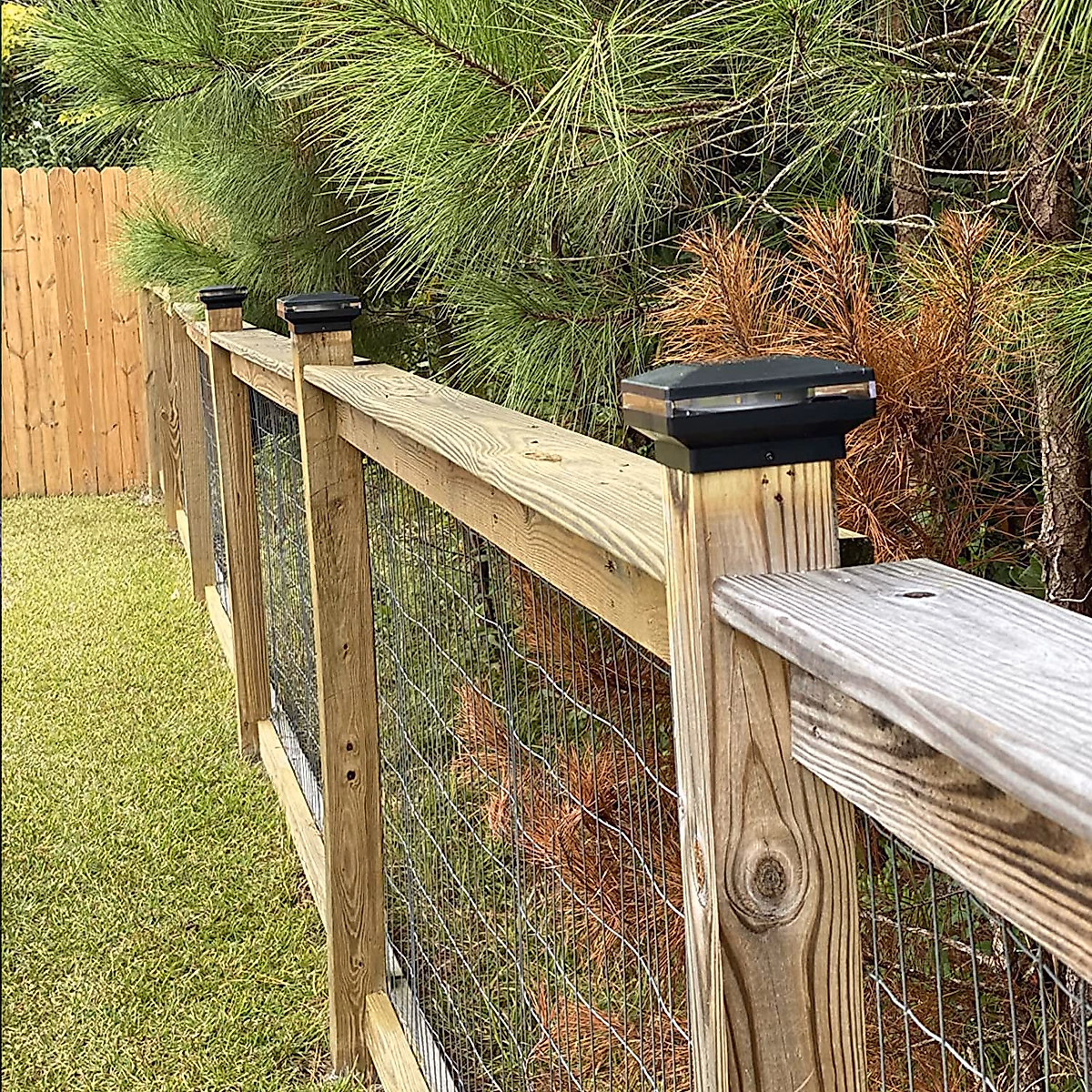 Viewsun 8 Pack Solar Post Lights, Outdoor Fence Post Cap Light Solar Powered Caps for Deck, Patio, Garden Decor, Warm White High Brightness SMD LED Lighting, Lamp Fits for 4x4 or 6x6 Wooden Posts