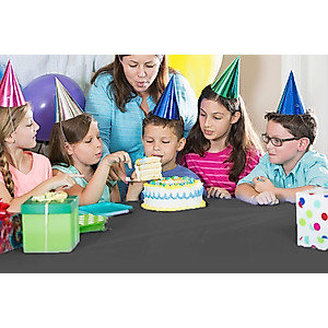 Exquisite 54 Inch X 300 Feet Black Plastic Table Cover Roll in A Cut - to - Size Box with Convenient Slide Cutter. Cuts Up to 36 Rectangle 8 Feet Plastic Disposable Tablecloths