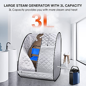 Portable Steam Sauna, Foldable Lightweight Steam Saunas for Home Spa, 3L & 800W Steam Generator with Protection, Bag & Chair Included, Steam Sauna with Remote Control for Recovery Wellness Relaxation