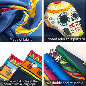 Day of The Dead Backdrop for Mexican Fiesta Sugar Skull Flowers Background Dia DE Los Muertos Birthday Halloween Party Supplies Fiesta Banner Party Decoration Photo Booth Studio(Dance)