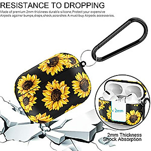 Airpods Pro Case,Silicone Cover Cases for Airpods 3rd with Sunflower Design for Girls Women,Shockproof Protective TPU Airpod Pro Case with Keychain Compatible with Wireless Charging