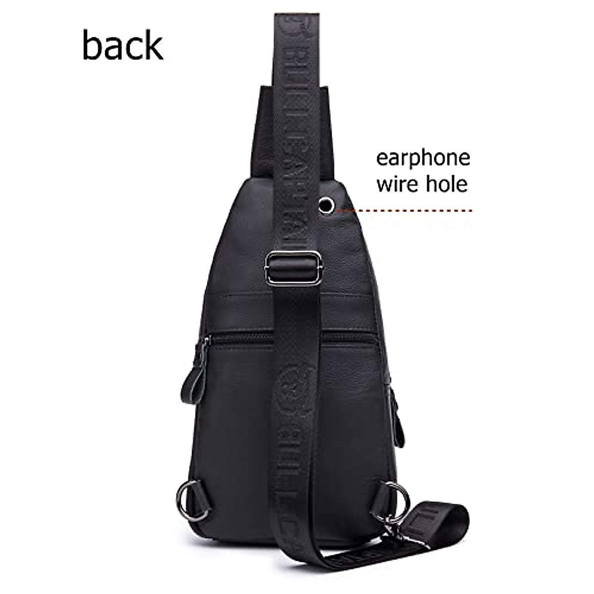 BULLCAPTAIN Genuine Leather Men Sling Crossbody Bag Backpack Outdoor Hiking Travel Chest Bag Daypack (Black)