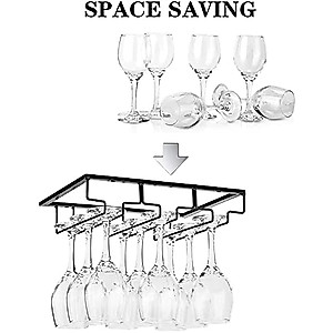 Black 4 Rows Wine Glass Shelf, Upside-down Home Goblet Iron Art Shelf, Wine Glass Hanging Storage Rack (Color : 3 Rows 1 Pack)