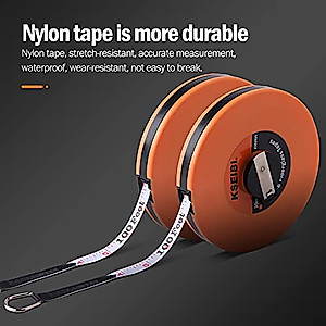 KSEIBI 302925 Long Fiberglass Tape Measure Double Face Printing Inch/Metric for Construction Work (100ft / 30m)