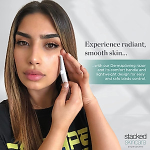 StackedSkincare | Replacement Dermaplaning Blades for Smooth, Radiant, Glowing Skin, Exfoliating Face Blades for Dermaplaning, No Brush or Scrub Needed, 3 Pack