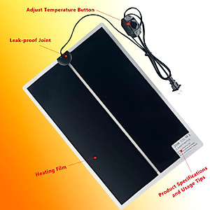 FIPASEN Reptile Heating Mat, 2PCS Reptile Heating Pad with Temperature Adjustment for Reptiles Tortoise Snakes Lizard Gecko Hermit Crab Amphibians - Removable Terrarium Heat Mats(20W,11x16.5 inches)