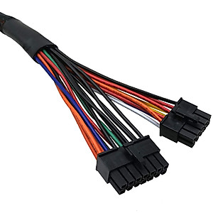COMeap 24 Pin ATX Cable for Corsair AXI HXI Series PSUs, 14 Pin + 10 Pin to 24 Pin ATX PSU Power Adapter Sleeved 24.8-inch(63cm)