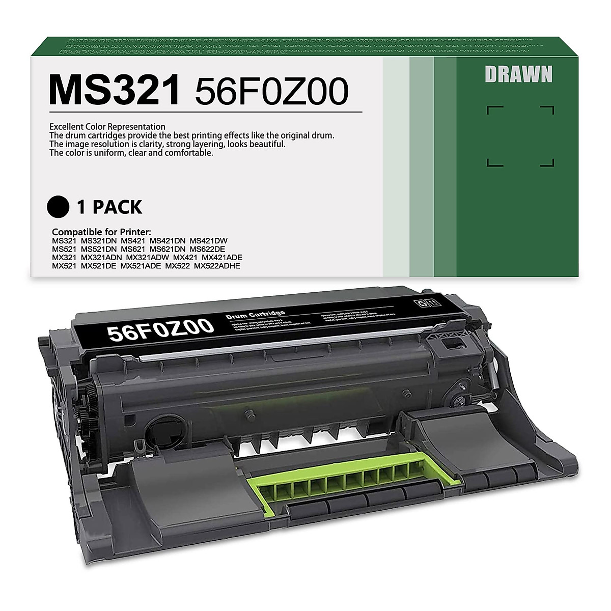 56F0Z00 Drum Unit - DRWN 1 Pack 56F0Z00 Imaging Drum Replacement for Lexmark MS321 MS321dn MS421 MS421dw MS521dn MS621dn MX321 MX421 MX521 MX521de MX521ade MX522 MX622 MX622adhe Printer