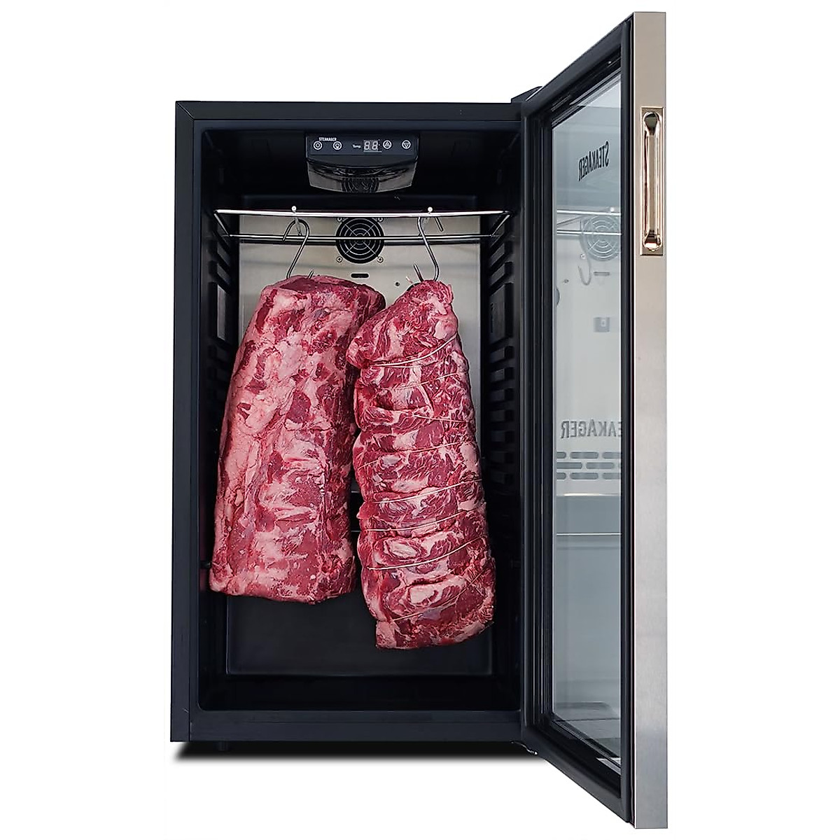 SteakAger PRO 40 Home Beef Dry Aging Refrigerator, Enjoy Dry-Aged Steak Perfection at Home, Black and Stainless Steel with 40Lbs Capacity