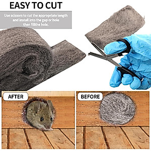 Steel Wool for Mice Control,4 Pack of 3.1" x13 Ft Steel Wool,Gap Filler for House & Garage,Keep Mice Away from Holes, Siding, Pipeline, Vents in Garden, House, Hardware DIY Kit（ #3 Coarse）