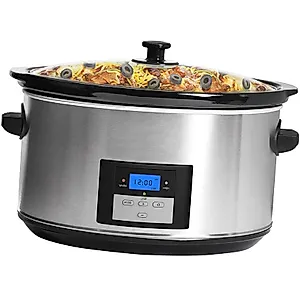 8.5-Quart Digital Programmable Slow Cooker - Adjustable Temp, Entrees, Stews & Dips