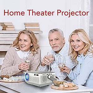 RCA RPJ402 1080P Bluetooth 5.0 Home Theater, Video Projector, LCD Display, HDMI USB AV TF, Indoor & Outdoor Use, Built-in Rechargeable Battery, White