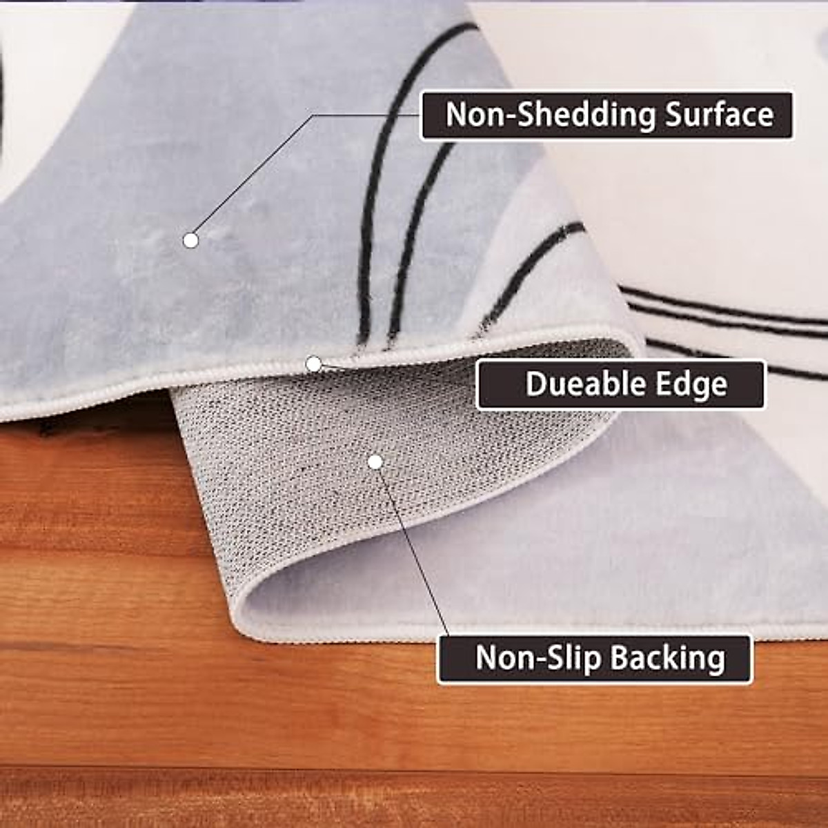 NEATIIP Abstract Botanical Print Rug for Living Room - Machine Washable 8x10 Area Rug Non-Slip Boho Rugs for Bedroom, Mid Century Modern Aesthetic Carpet for Dining Room Light Grey/Green