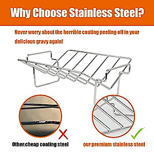 BBQ Turkey Roasting Rack for Smoker and Grill, Big Green Egg Parts,Rib Rack for Grilling and Smoking,Dual Purpose Stainless Steel Roast Rack for Large and XLarge Big Green Egg,Kamado Joe,Big Joe Etc